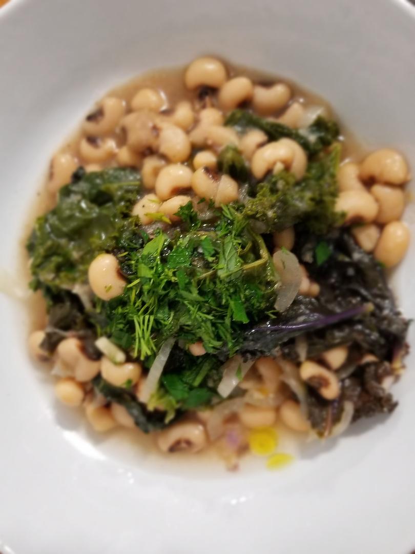 Black-Eyed Peas and Greens, Cypriot Style